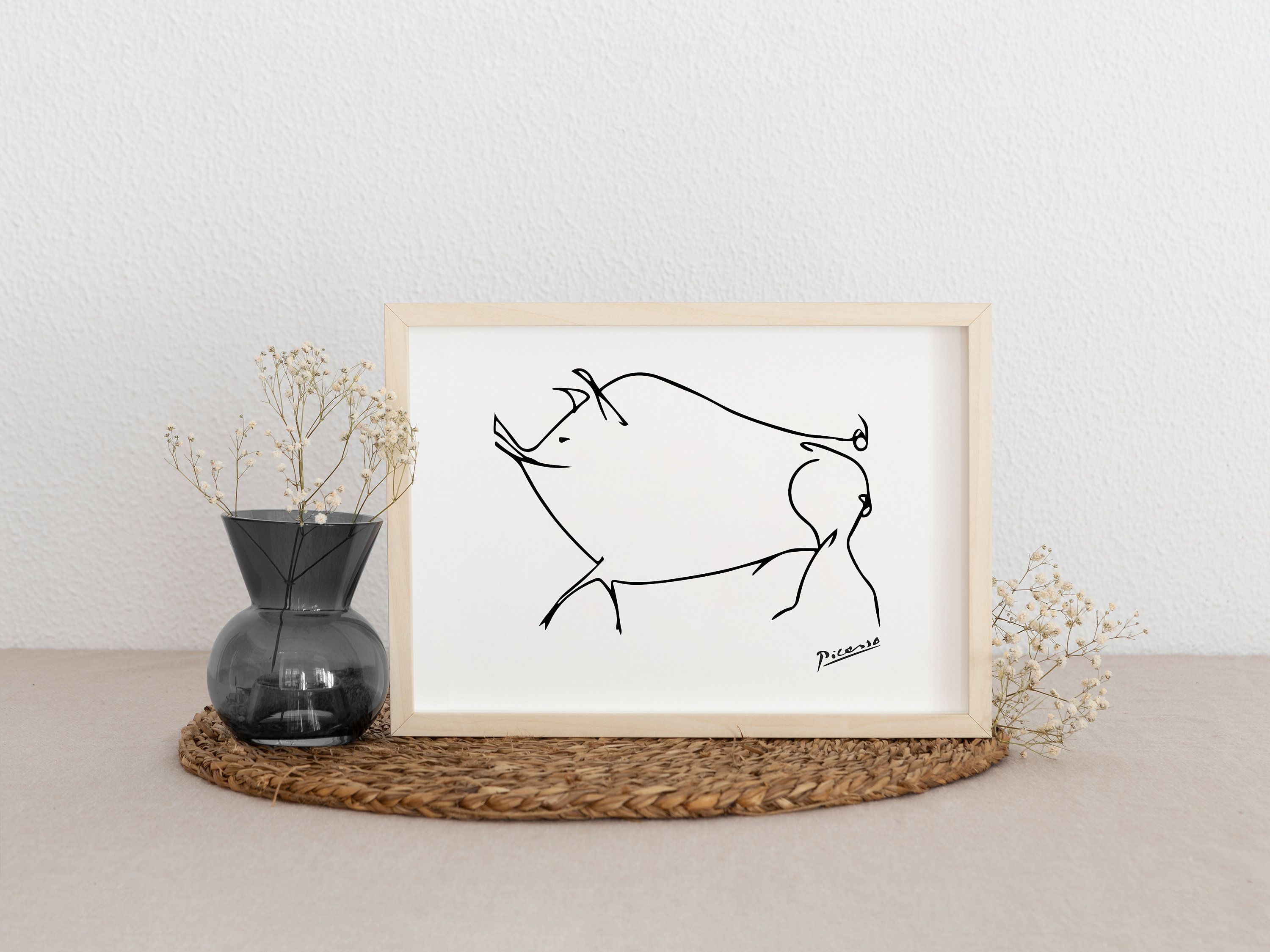 Picasso Pig Print: Minimalist Animal Sketch (digital Download) - Etsy