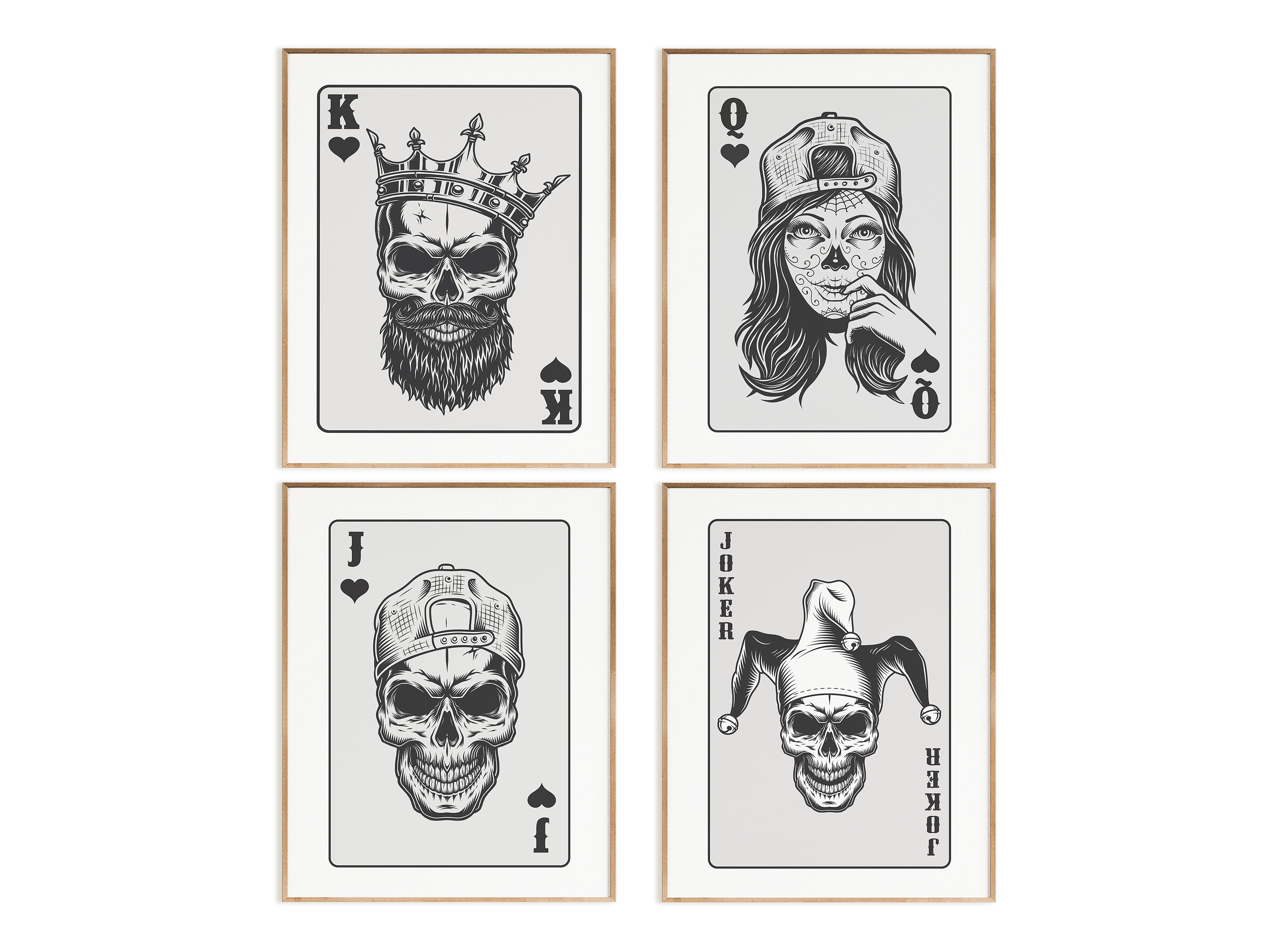 King, Queen, Jack, and Joker Playing Cards Gallery Wall Set of 4 Prints ...