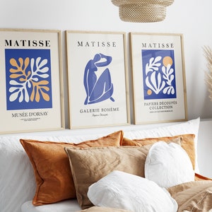 Matisse Set of 3 Prints Henri Matisse Poster Blue Matisse Wall Art Matisse Art Print Blue ...