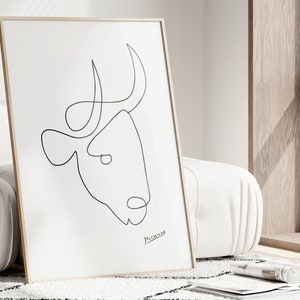 Picasso Bull Head Drawing Picasso Bull Line Art Print - Etsy