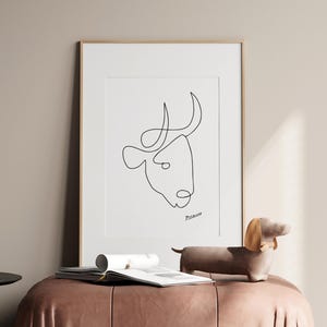 Picasso Bull Head Drawing | Picasso Bull Line Art Print | Exhibition ...