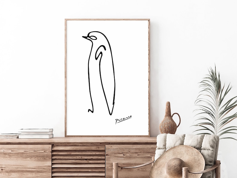 Picasso Penguin Sketch Picasso Penguin Line Art Print - Etsy