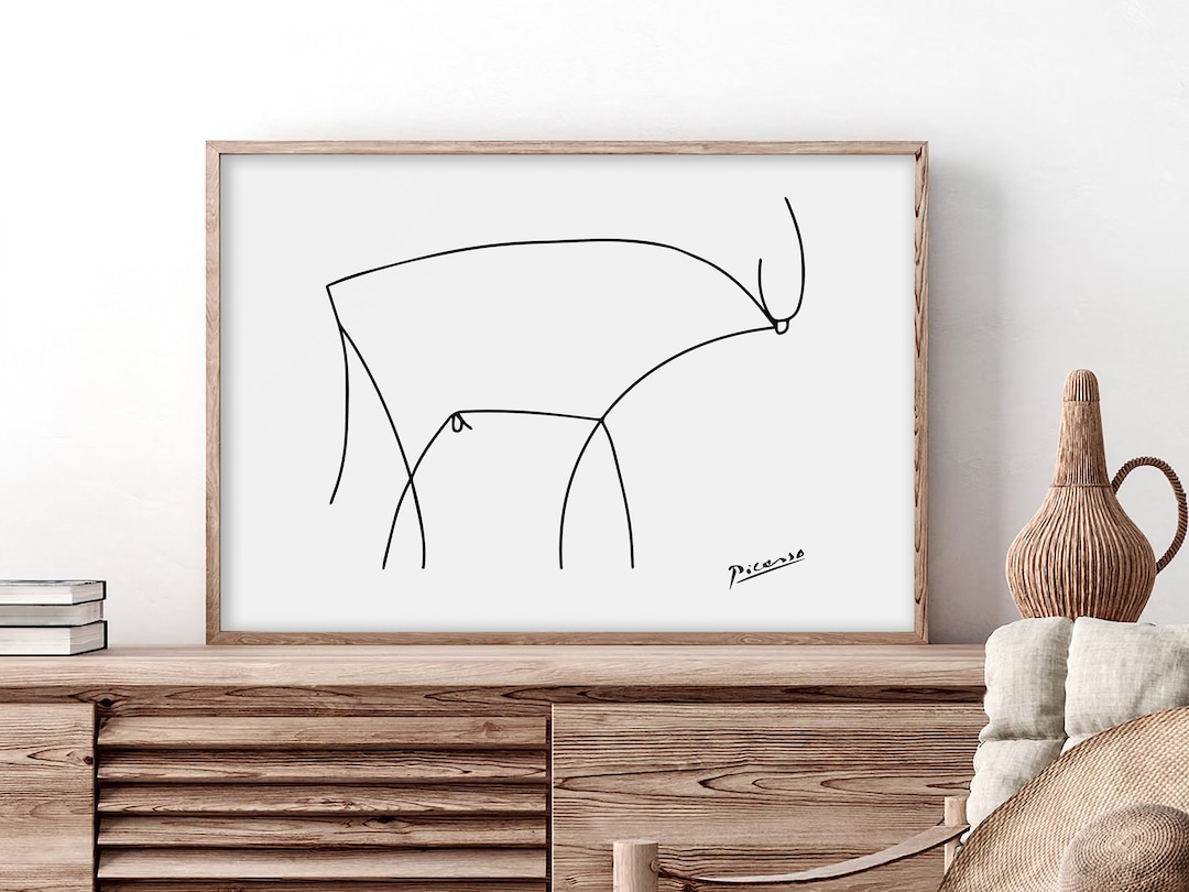 Picasso Bull Line Art Print: Minimalist Wall Decor (digital Printable ...