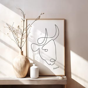 Picasso Bull Head Drawing | Picasso Bull Line Art Print | Exhibition ...