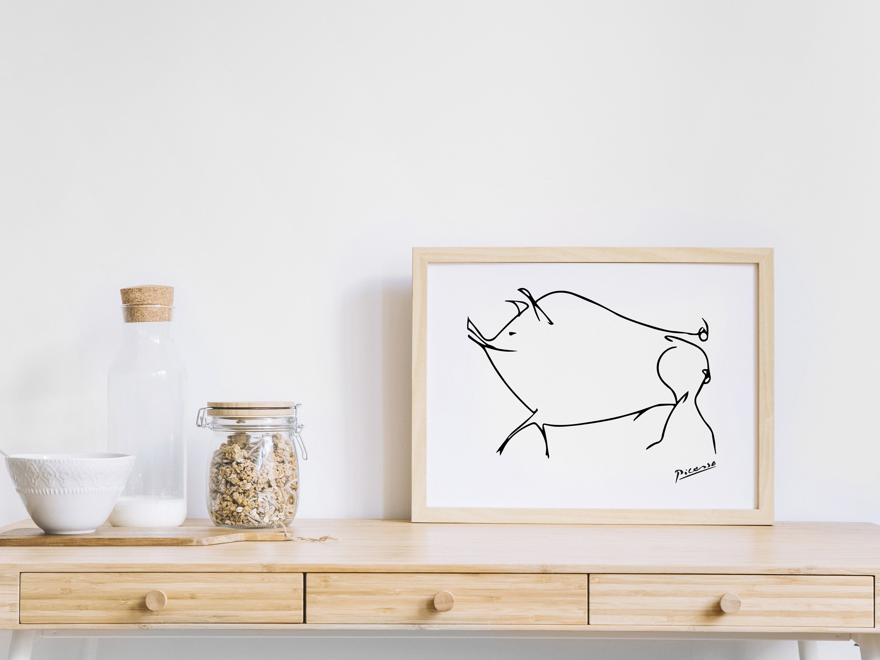 Picasso Pig Print: Minimalist Animal Sketch (digital Download) - Etsy