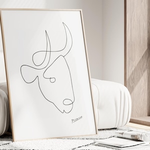 Picasso Bull Head Drawing Picasso Bull Line Art Print Exhibition Print ...