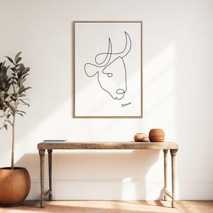 Picasso Bull Head Line Art Print: Minimalist Animal Sketch (digital ...
