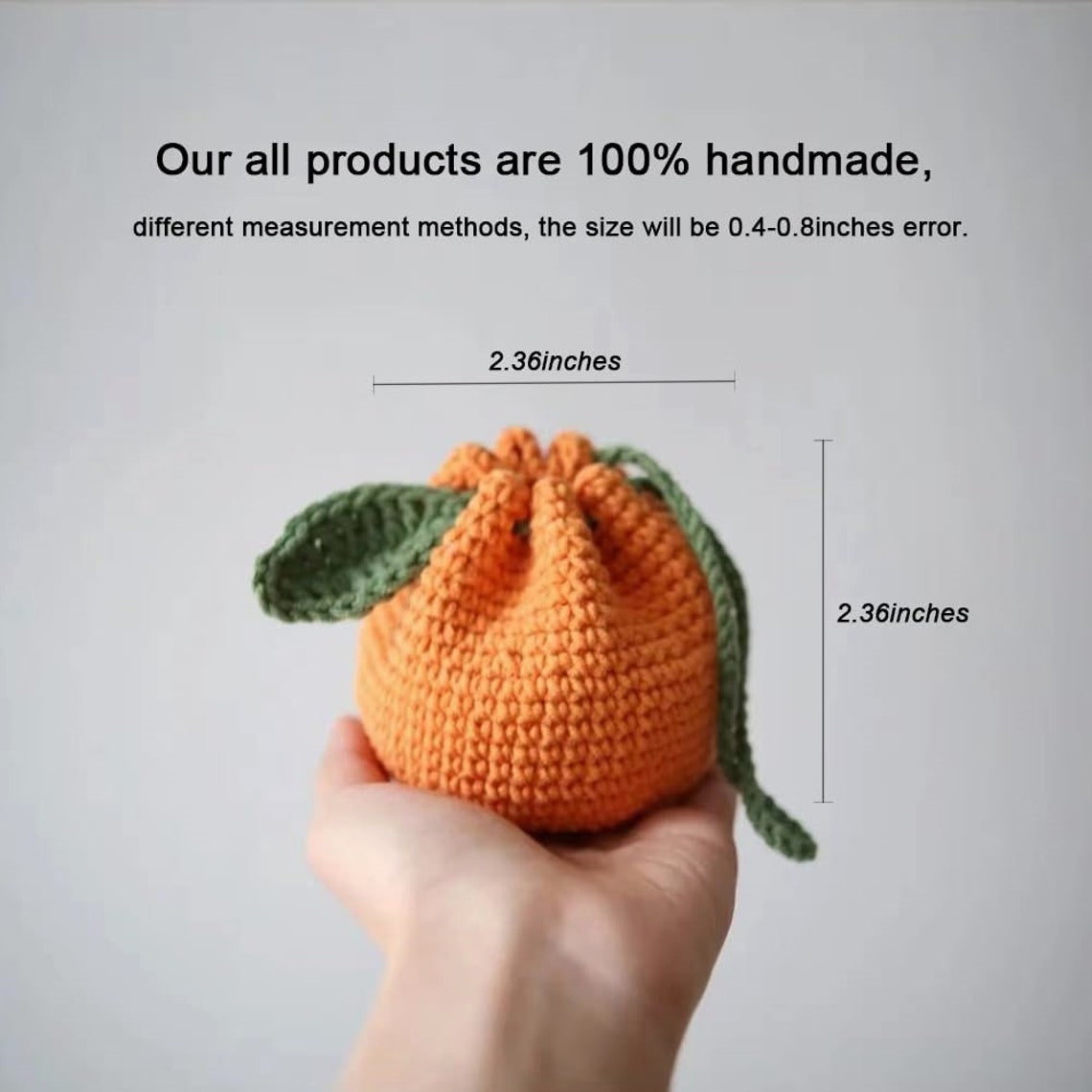 Cute Tangerine Shaped Small Storage Bag, Crochet Drawstring Bags, Mini ...