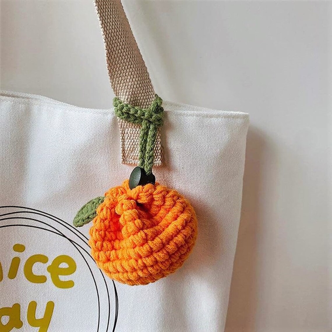Cute Tangerine Shaped Small Storage Bag, Crochet Drawstring Bags, Mini ...