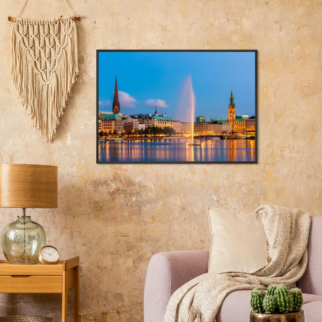 Hamburg Alster Picture at Night as Horizontal Wall Picture Art or ...
