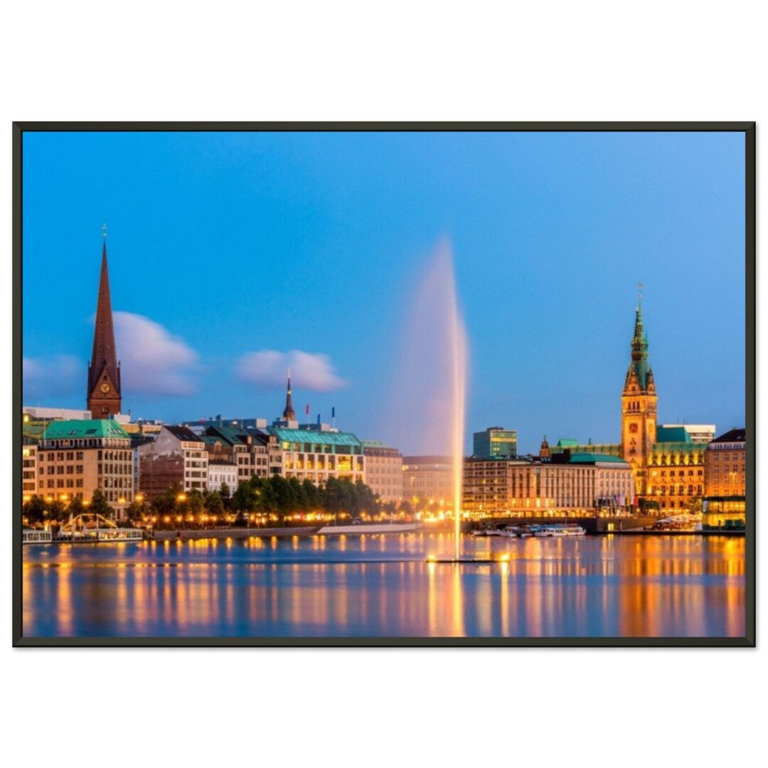 Hamburg Alster Picture in the Dark as a Horizontal Wall Art or Poster ...