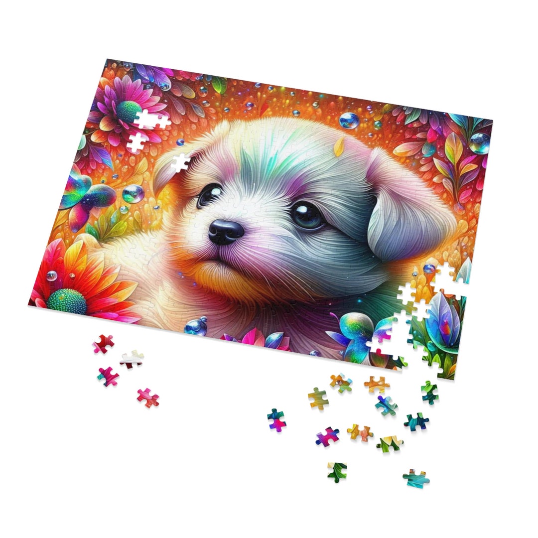 Cute Dog Jigsaw Puzzle Box, 3D Animal Picture Puzzle Art for Kids and ...