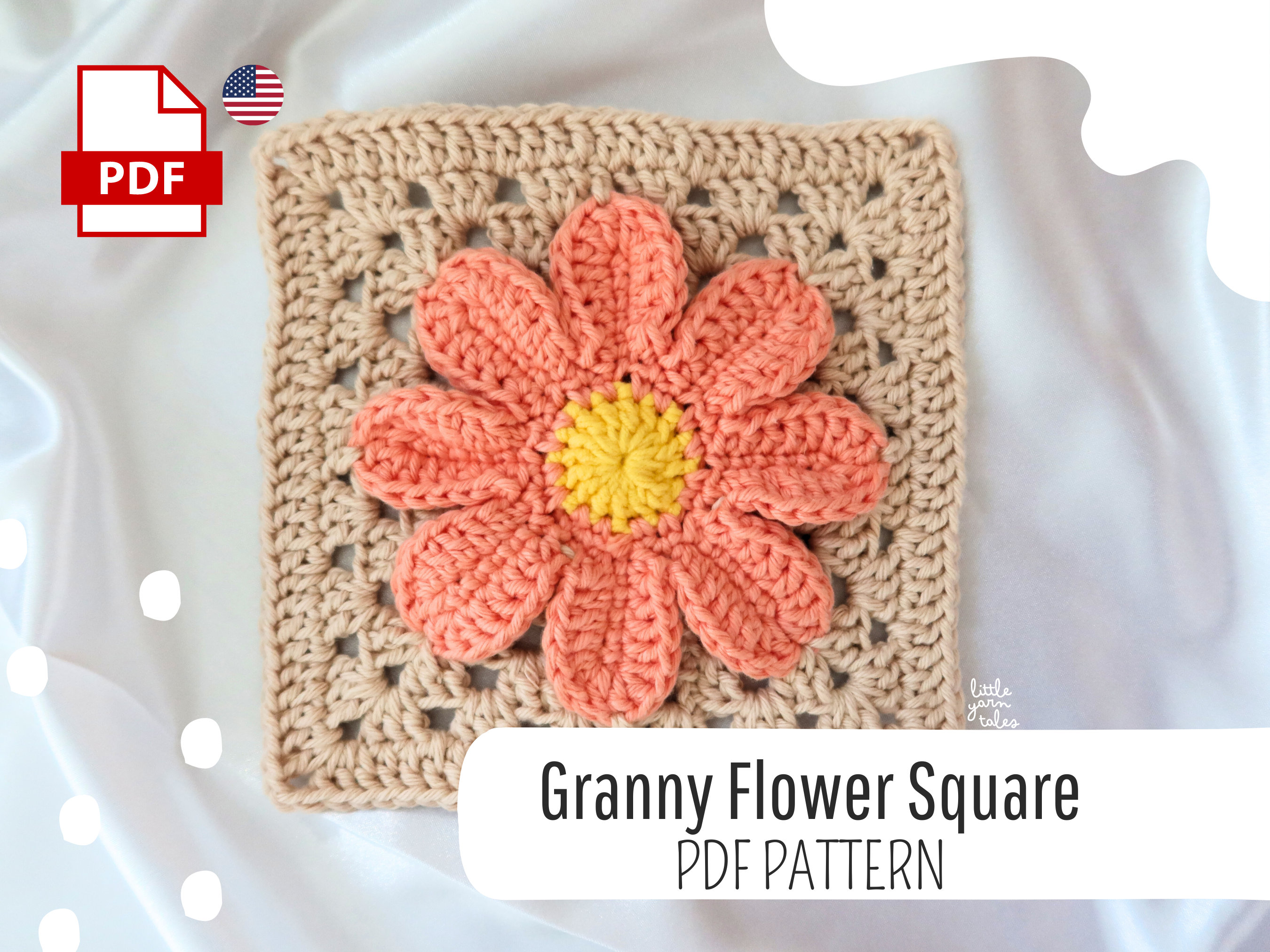 PDF Granny Flower Square Crochet Pattern in English Detailed - Etsy
