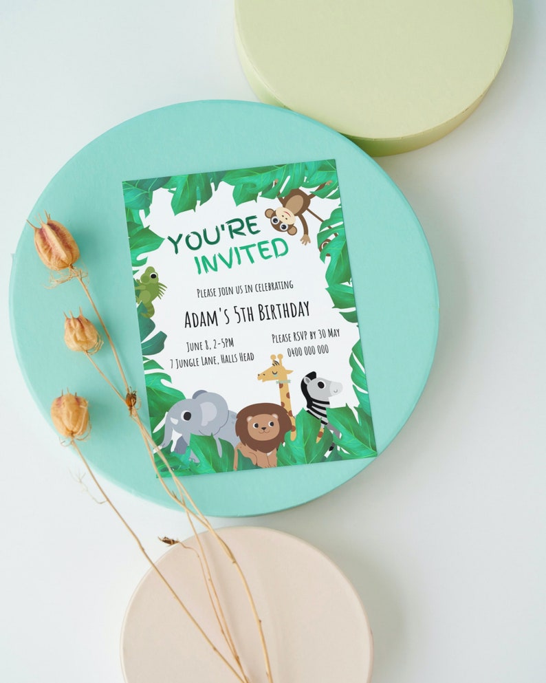 Editable Kids Jungle Party Invitation Wild Animal Party - Etsy