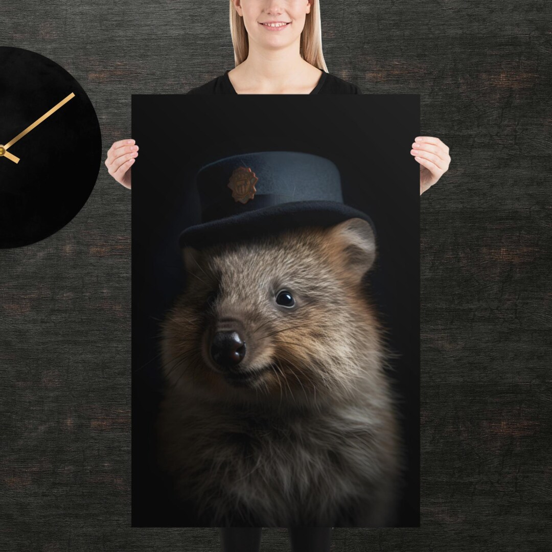 Police Quokka | Cute Animal Poster | Fancy Animal Portrait | Unique Art ...