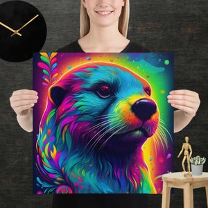 Neon Otter | Cute Animal Poster | Colourful Animal Portrait | Unique ...