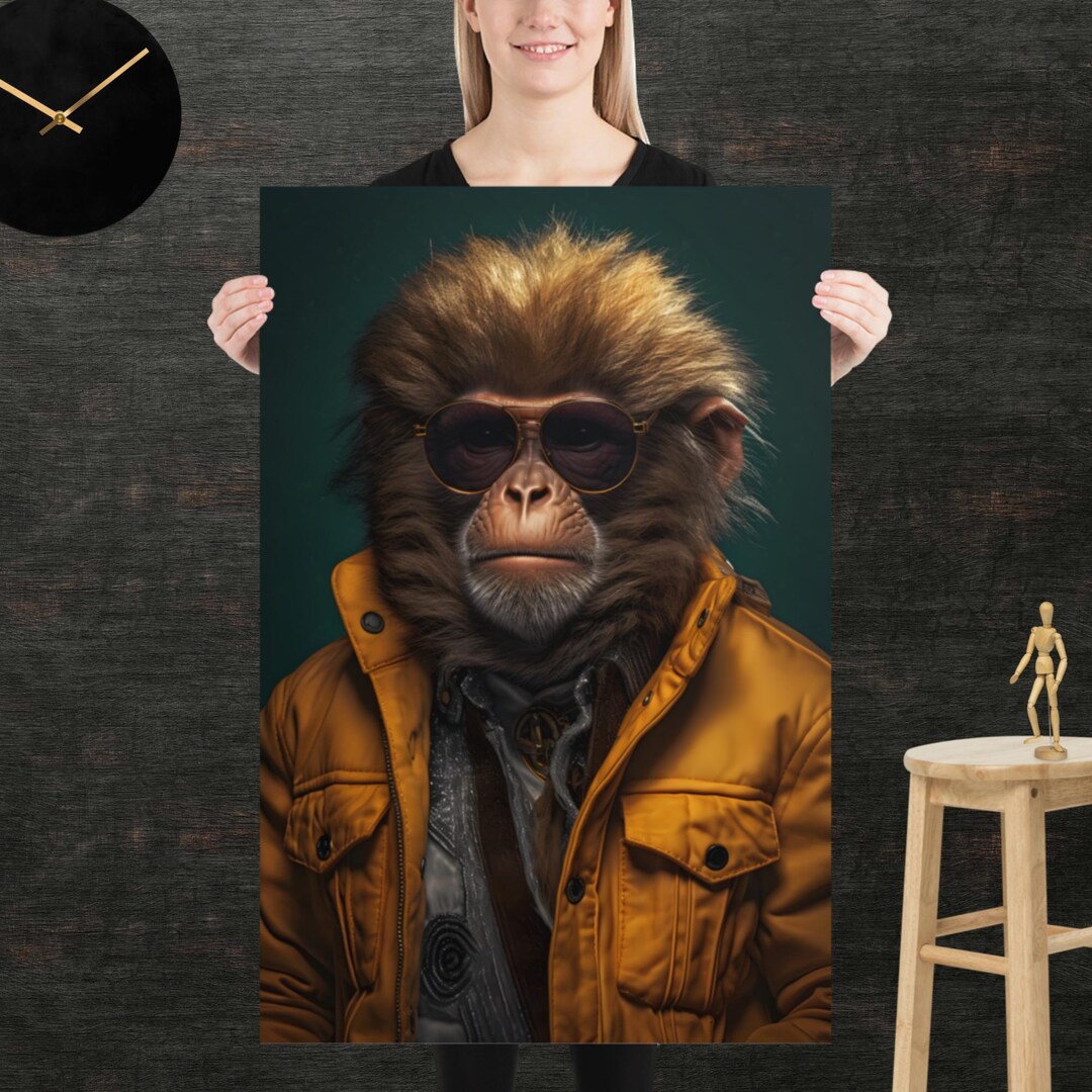 Monkey 80s Style | Retro Poster | Eighties Wall Art | Living Room ...