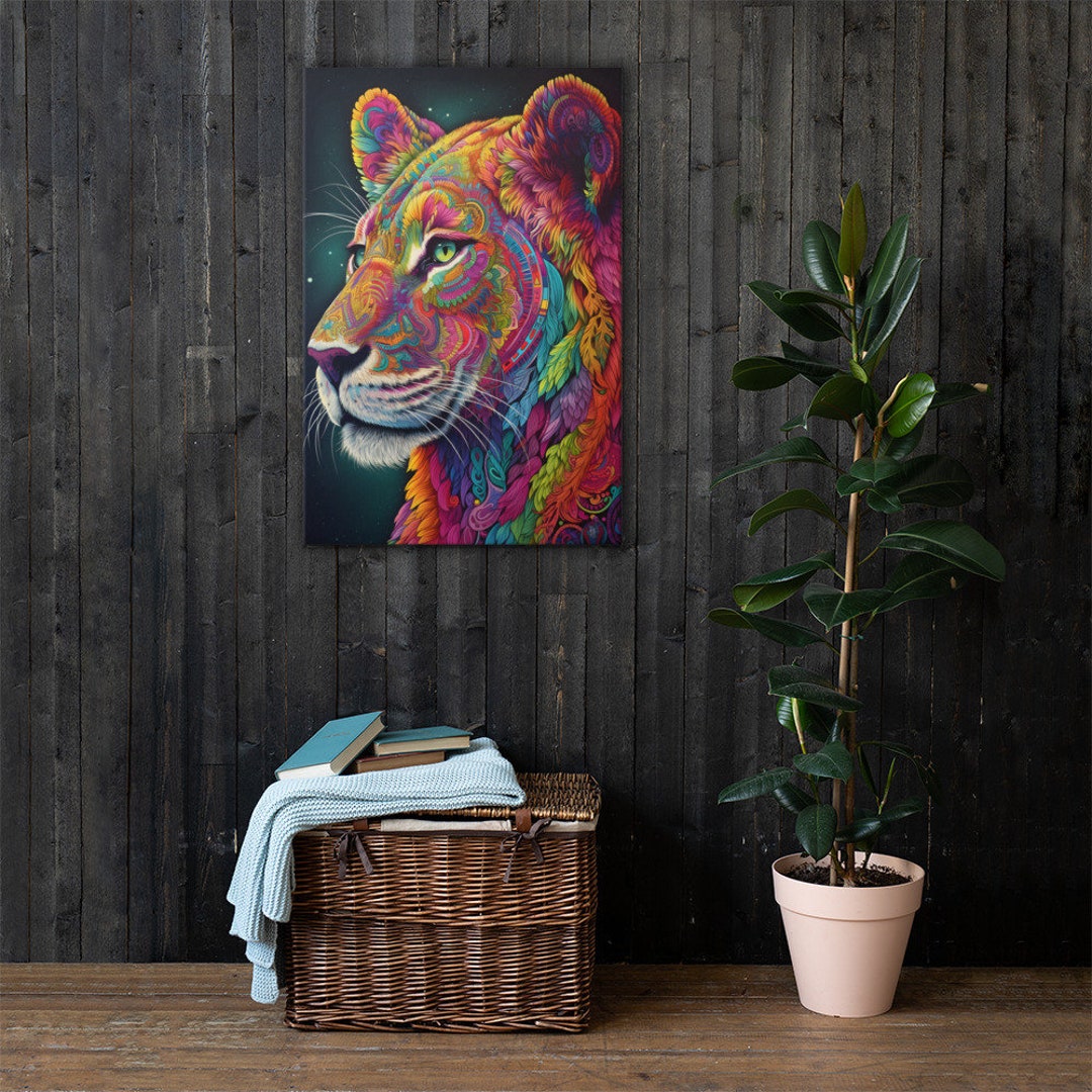 Colorful Cougar Canvas | Cougar Art | Cougar Poster | Art Print ...