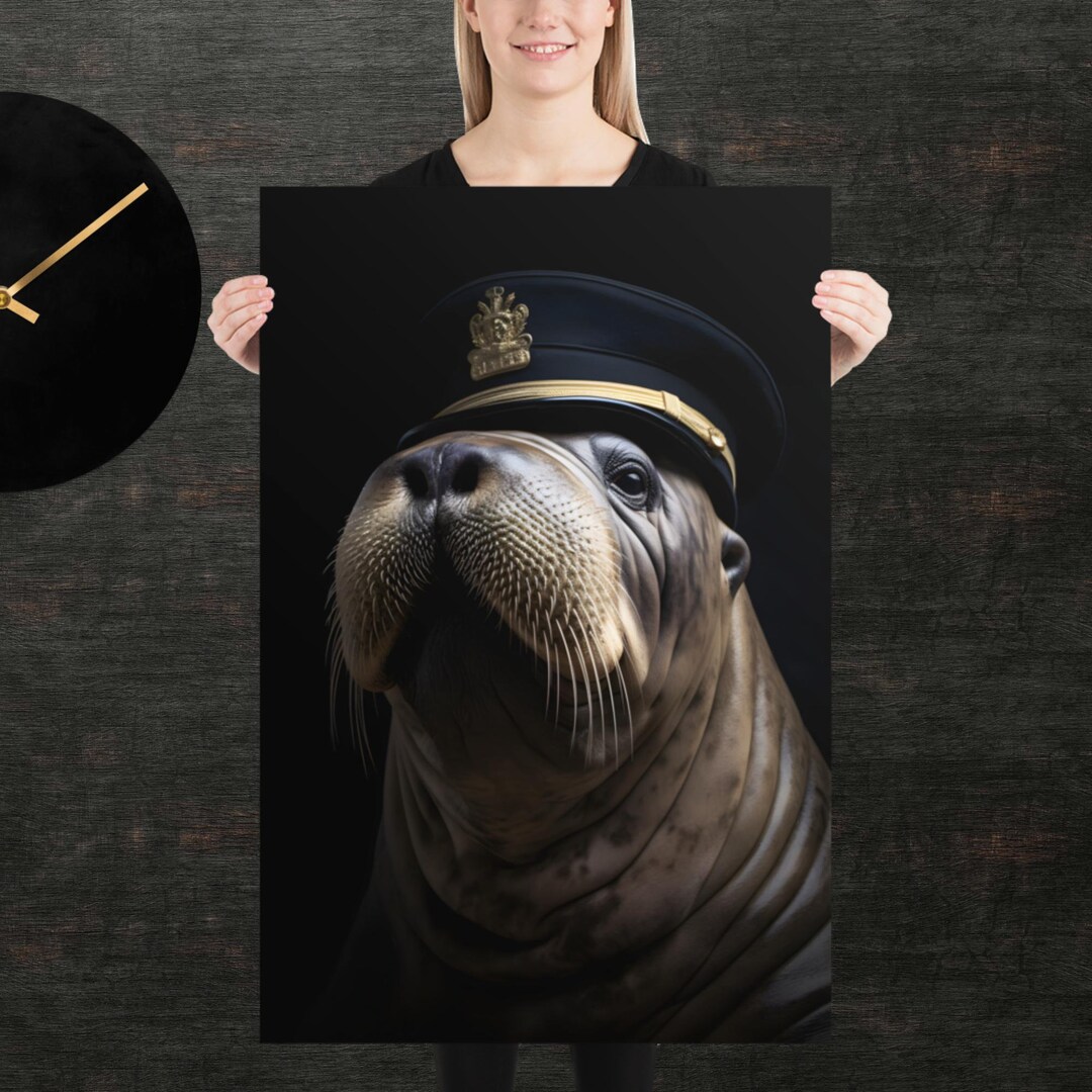 Police Walrus | Cute Animal Poster | Fancy Animal Portrait | Unique Art ...