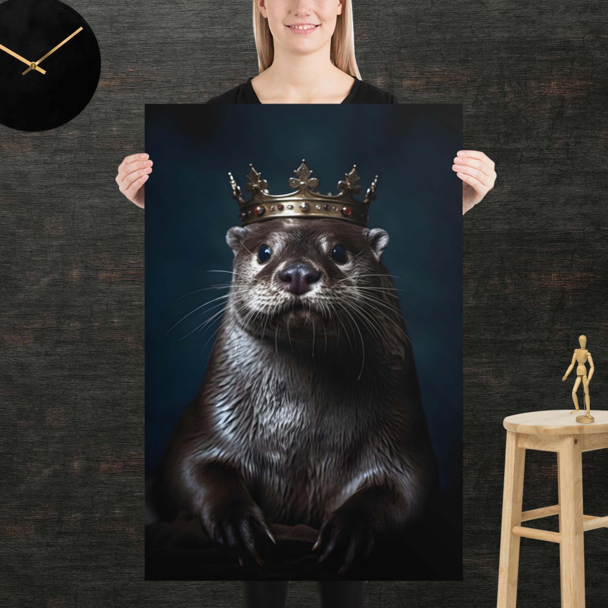 Cute Otter Wearing a Crown Poster King Animal Funny Wallart Fancy Otter ...
