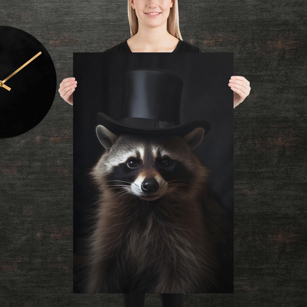 Tophat Raccoon | Cute Animal Poster | Fancy Animal Portrait | Unique ...