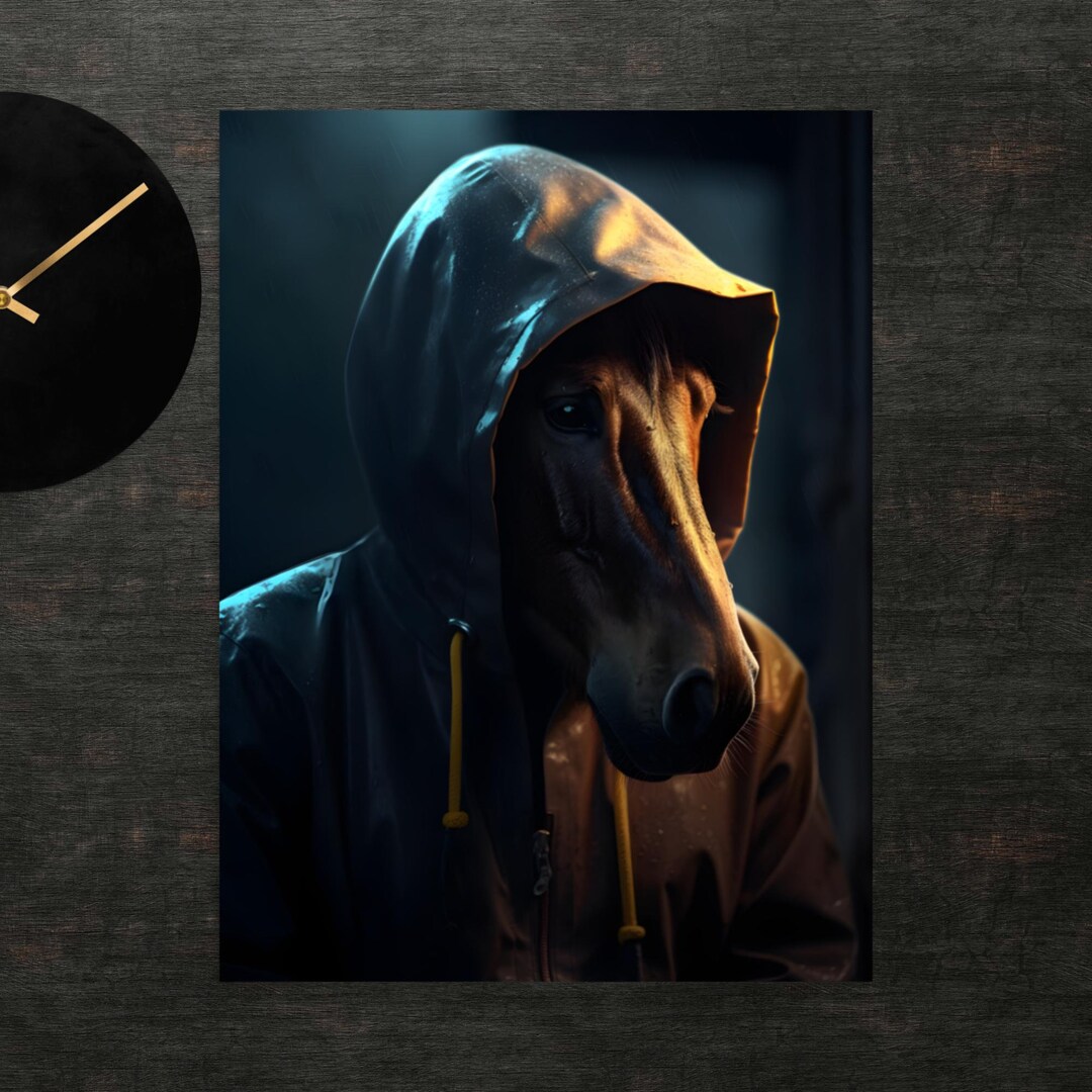 Horse in Raincoat Poster | Horse Art | Wall Art | Art Print | Poster ...