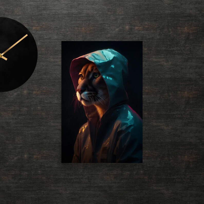 Puma in Raincoat Poster Puma Art Wall Art Art Print - Etsy