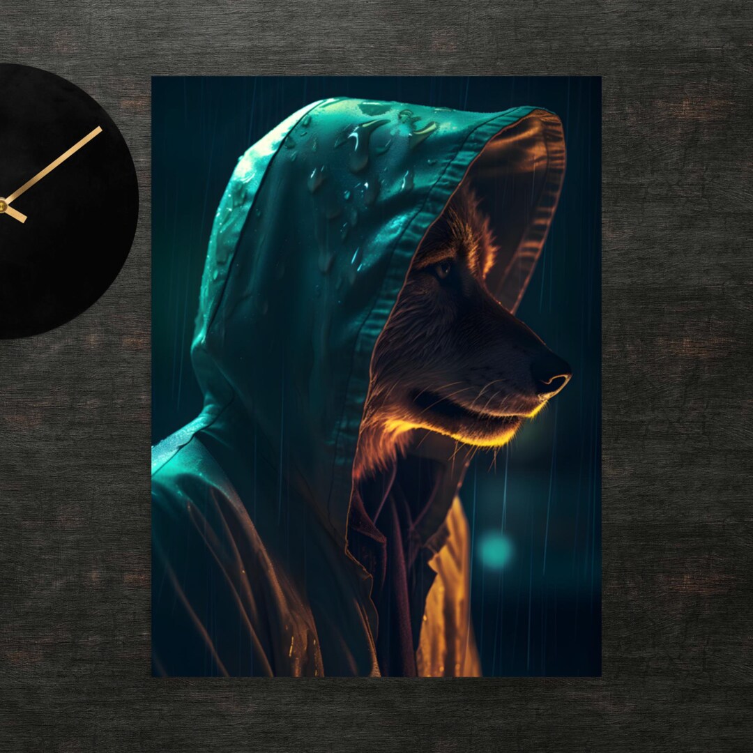 Wolf in Raincoat Poster | Wolf Art | Wall Art | Art Print | Poster ...