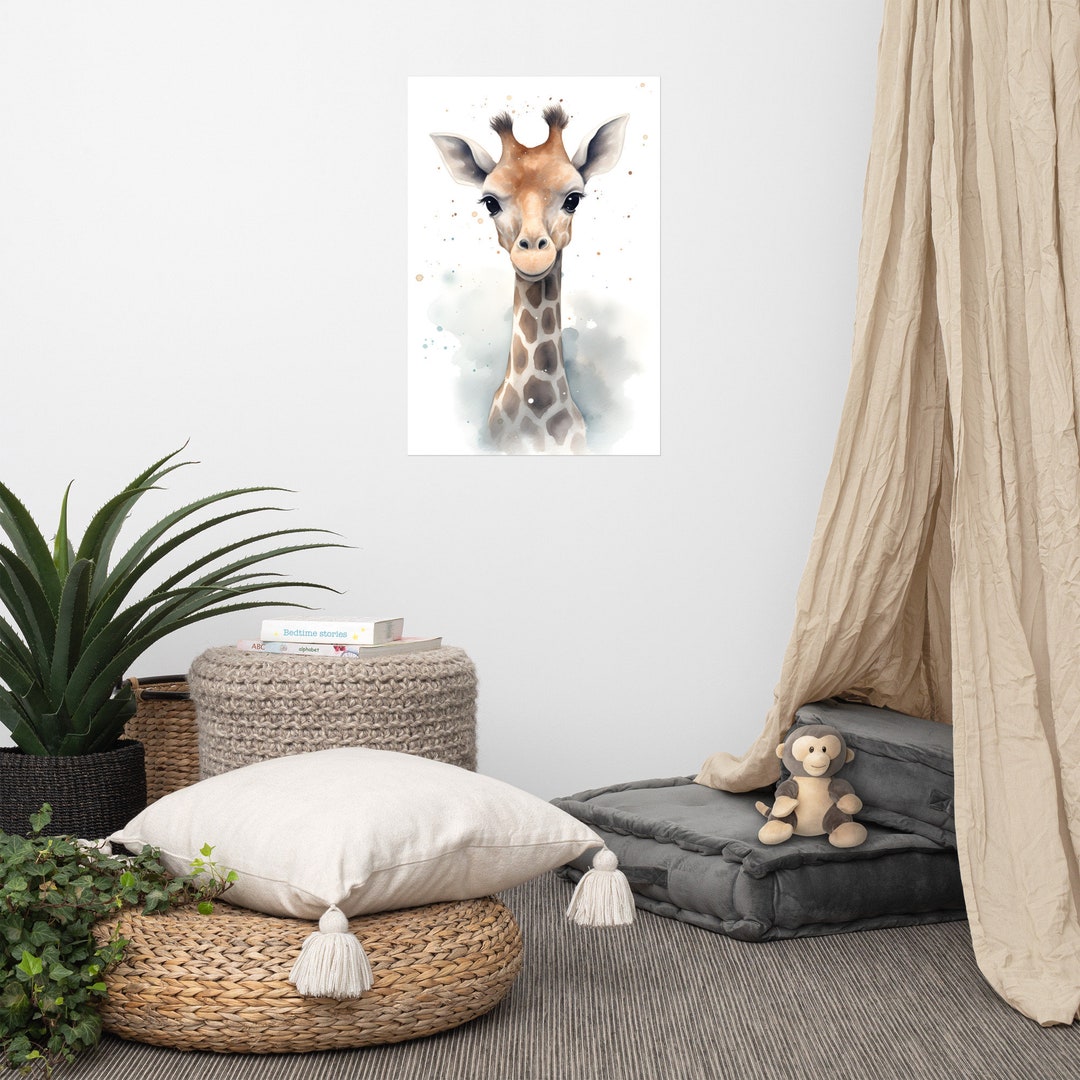 Cute Giraffe Poster | Baby Art | Nursery Watercolor Art | Adorable ...