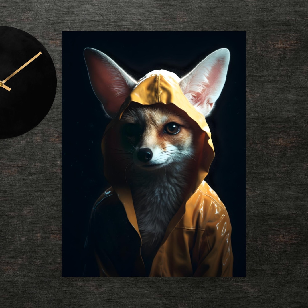 Fennec Fox in Raincoat Poster | Fennec Fox Art | Wall Art | Art Print ...
