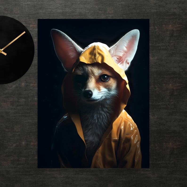 Fennec Fox in Raincoat Poster | Fennec Fox Art | Wall Art | Art Print ...