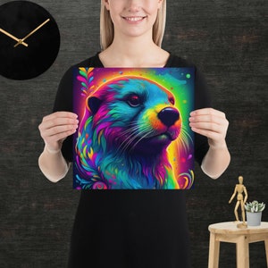 Neon Otter | Cute Animal Poster | Colourful Animal Portrait | Unique ...