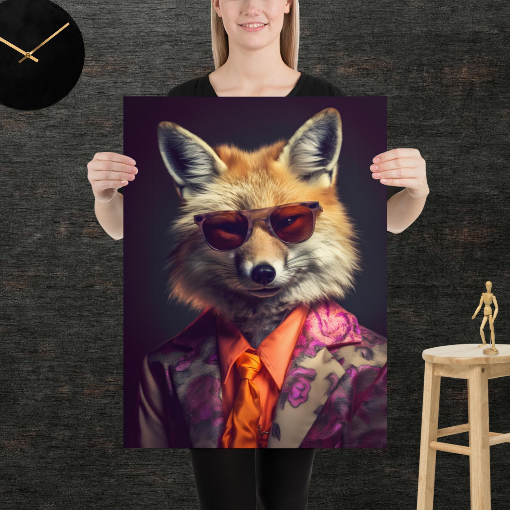 Fox 80s Style Retro Poster Eighties Wall Art Living Room Funny Decor - Etsy