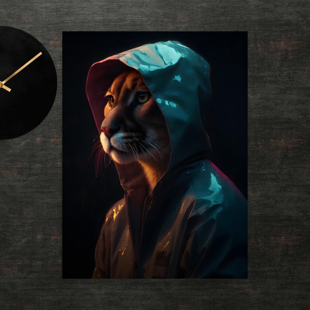 Puma in Raincoat Poster | Puma Art | Wall Art | Art Print | Poster ...