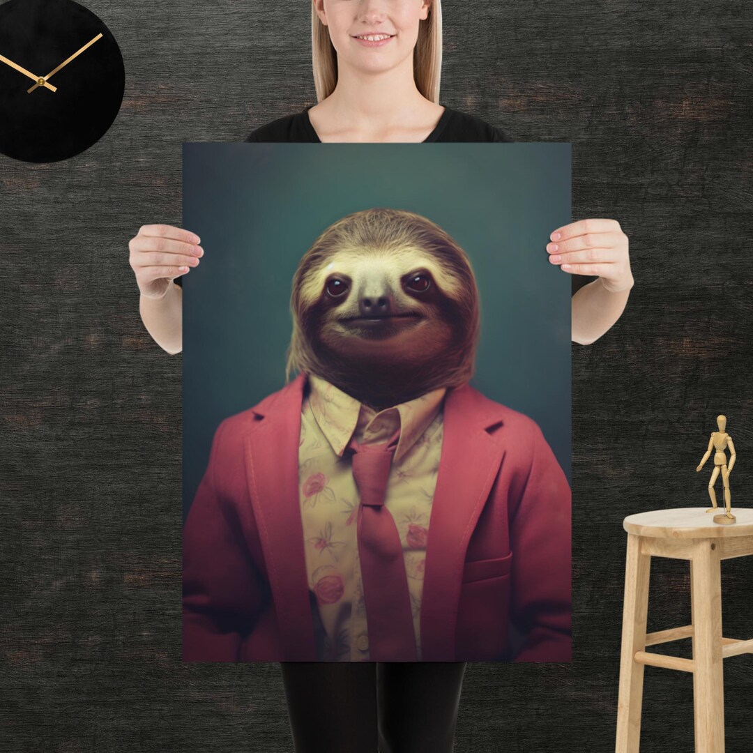 Sloth 80s Style | Retro Poster | Eighties Wall Art | Living Room ...