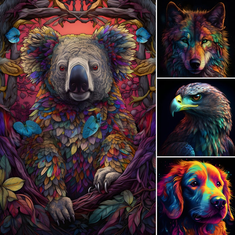 Colorful Animal Art - Etsy