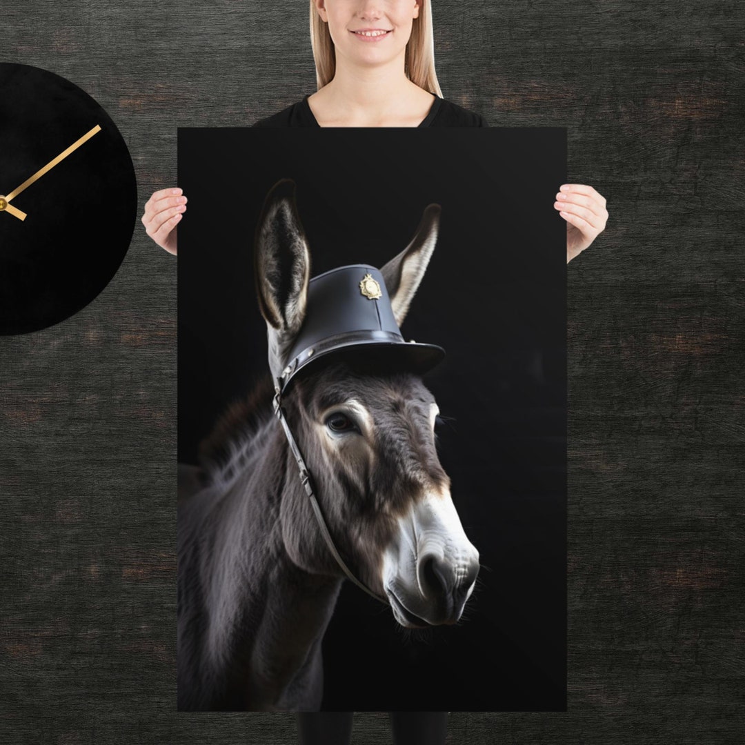 Police Donkey | Cute Animal Poster | Fancy Animal Portrait | Unique Art ...