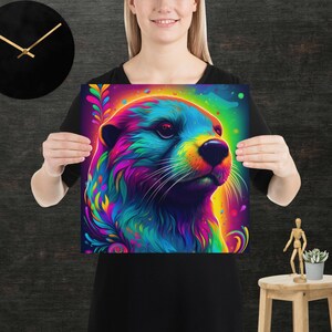 Neon Otter | Cute Animal Poster | Colourful Animal Portrait | Unique ...