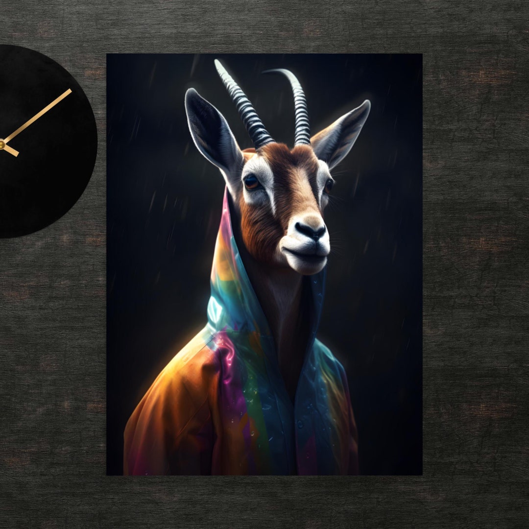 Gazelle in Raincoat Poster | Gazelle Art | Wall Art | Art Print ...