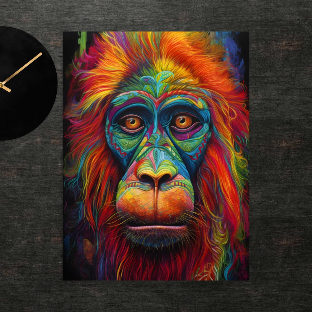 Colorful Monkey Poster | Ape Art | Wall Art | Art Print | Poster Print ...