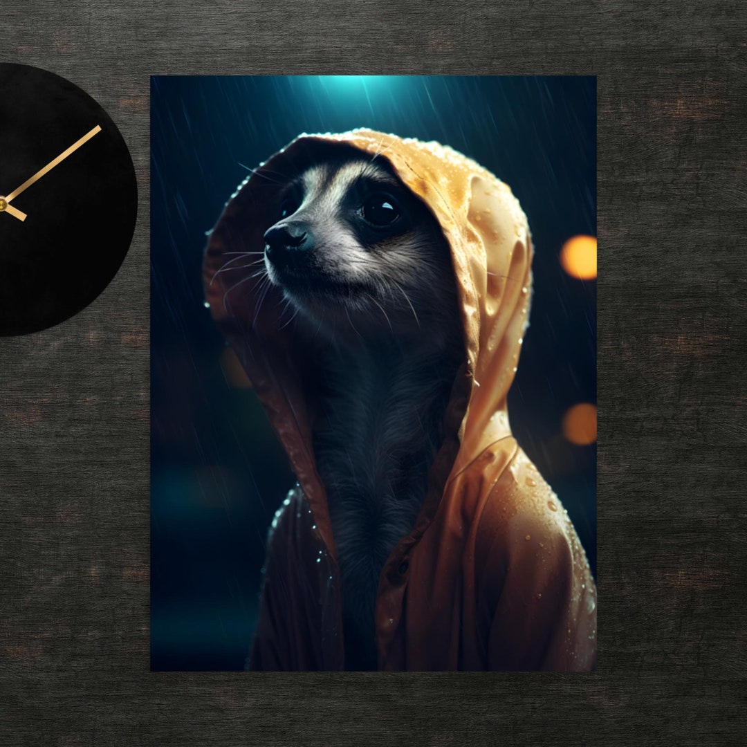 Meerkat in Raincoat Poster | Meerkat Art | Wall Art | Art Print ...