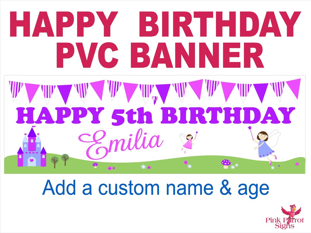 Children's Happy Birthday PVC Indoor/outdoor Banner 4 Sizes ...