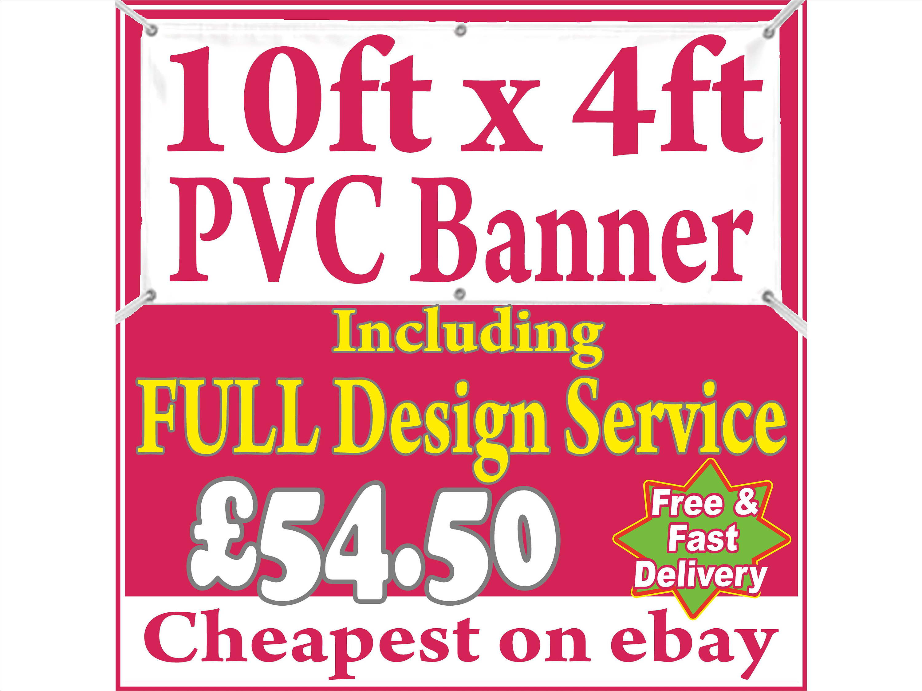 10ft X 4ft PVC Banner With FULL Design Service for Business Retail ...