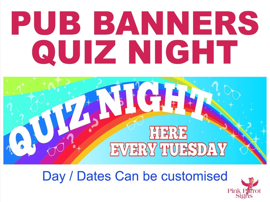 Pub & Bar Quiz Night Advert PVC Banner in 4 Sizes - Etsy