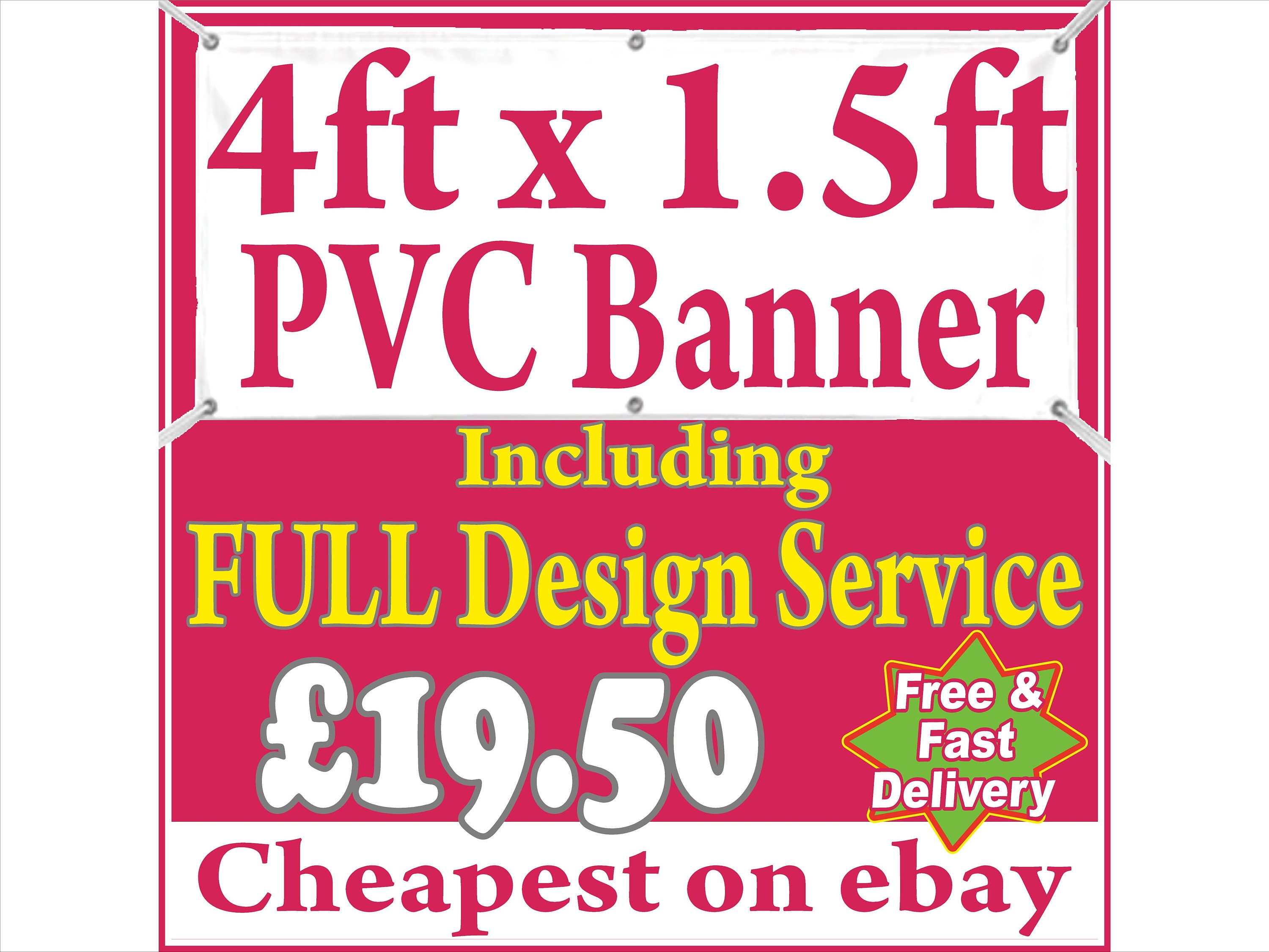 4ft X 1.5ft PVC Banner With FULL Design Service for Business Retail ...