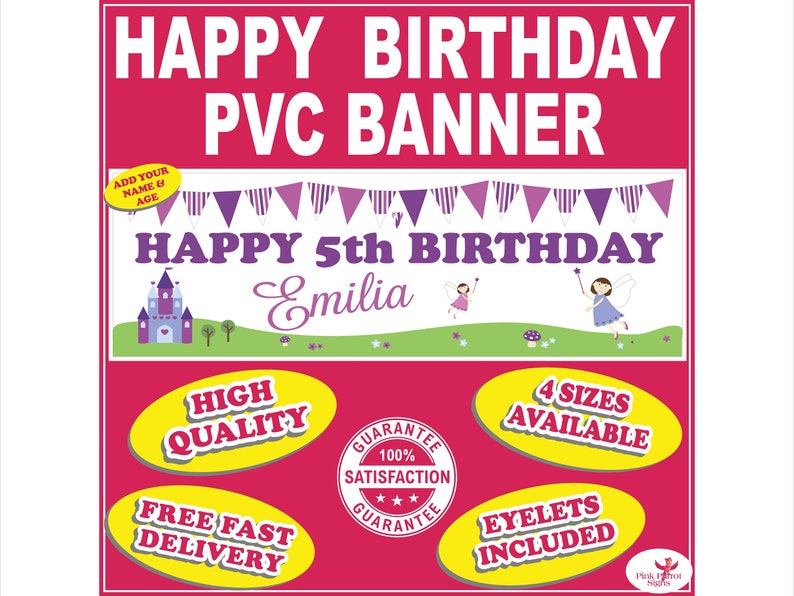 Children's Happy Birthday PVC Indoor/outdoor Banner 4 Sizes ...