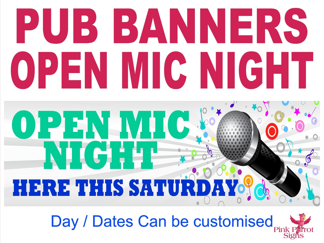 Pub Bar Open Mic Night Advert PVC Banner in 4 Sizes - Etsy