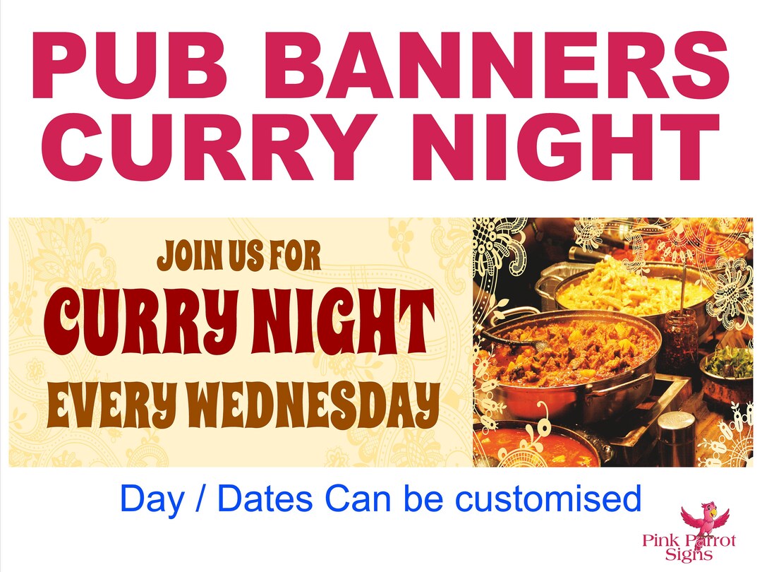 Pub & Bar Curry Night Advert PVC Banner in 4 Sizes - Etsy