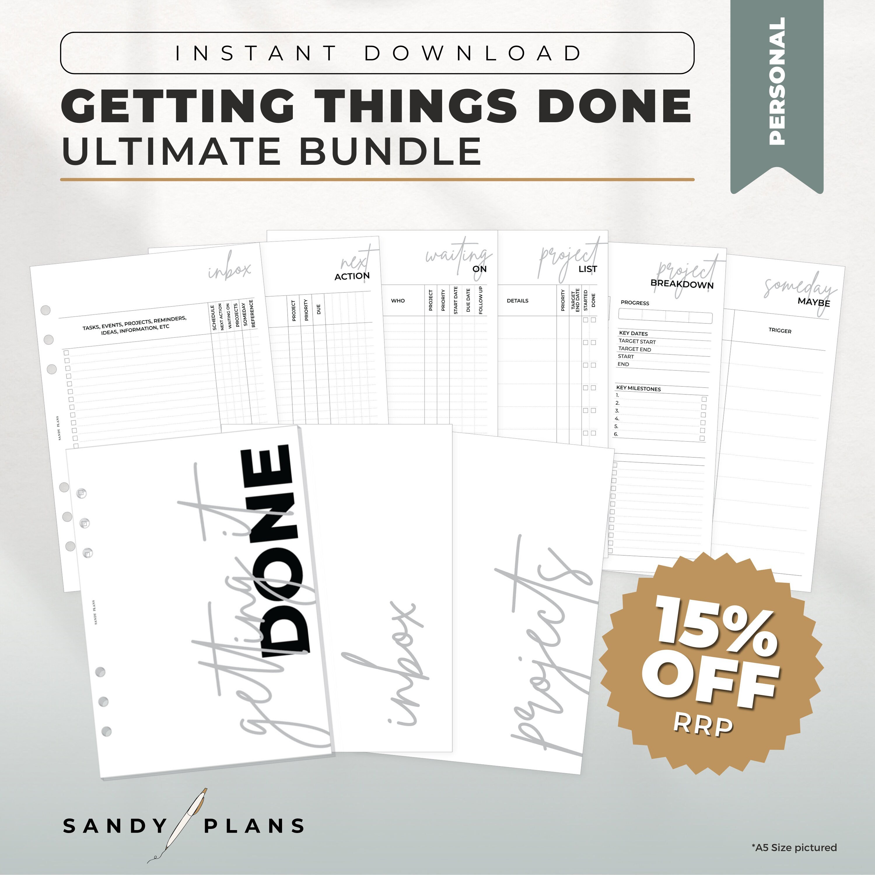 Ultimate Getting Things Done Bundle | PERSONAL | PRINTABLE Planner ...