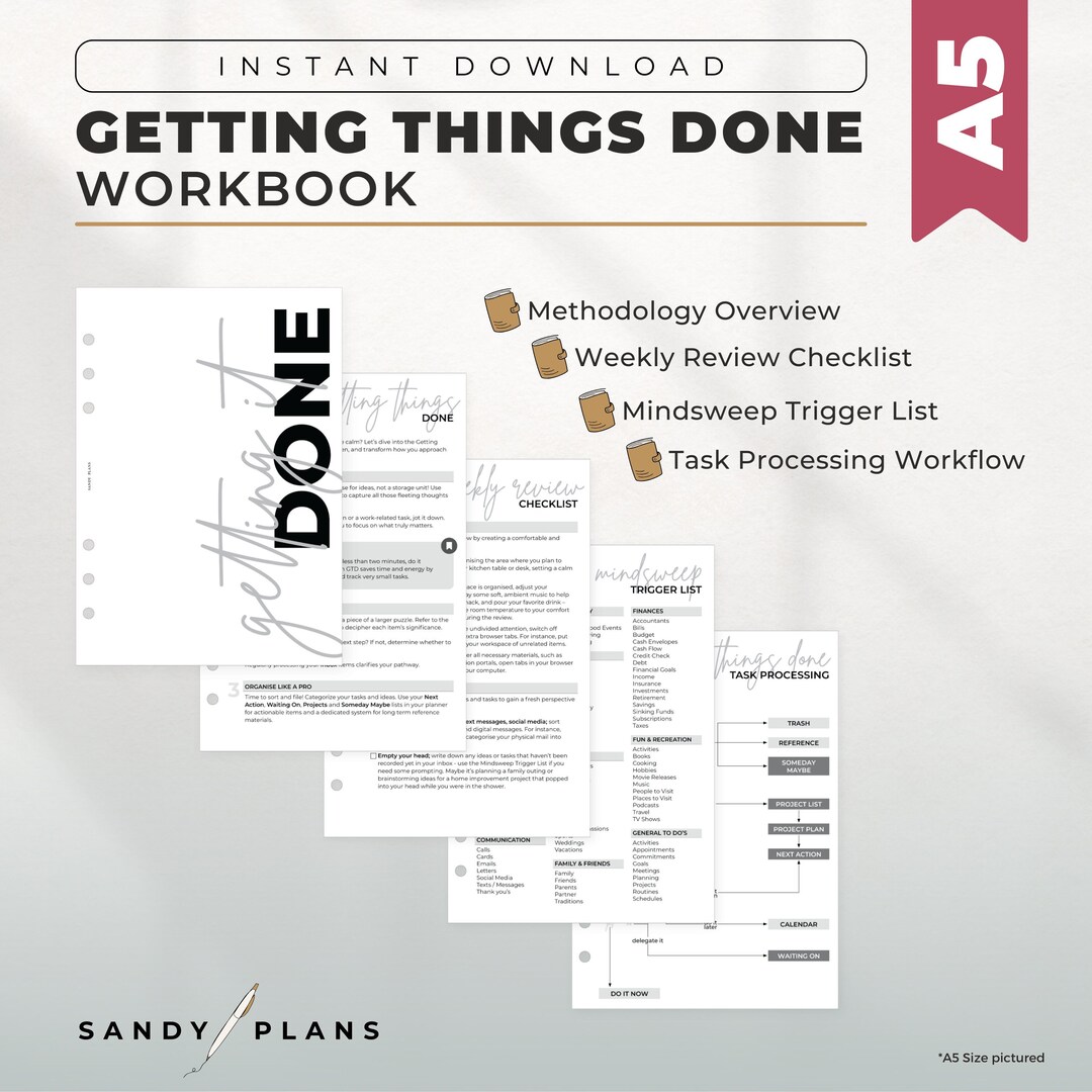 Getting Things Done Workbook | A5 | PRINTABLE Planner Insert ...